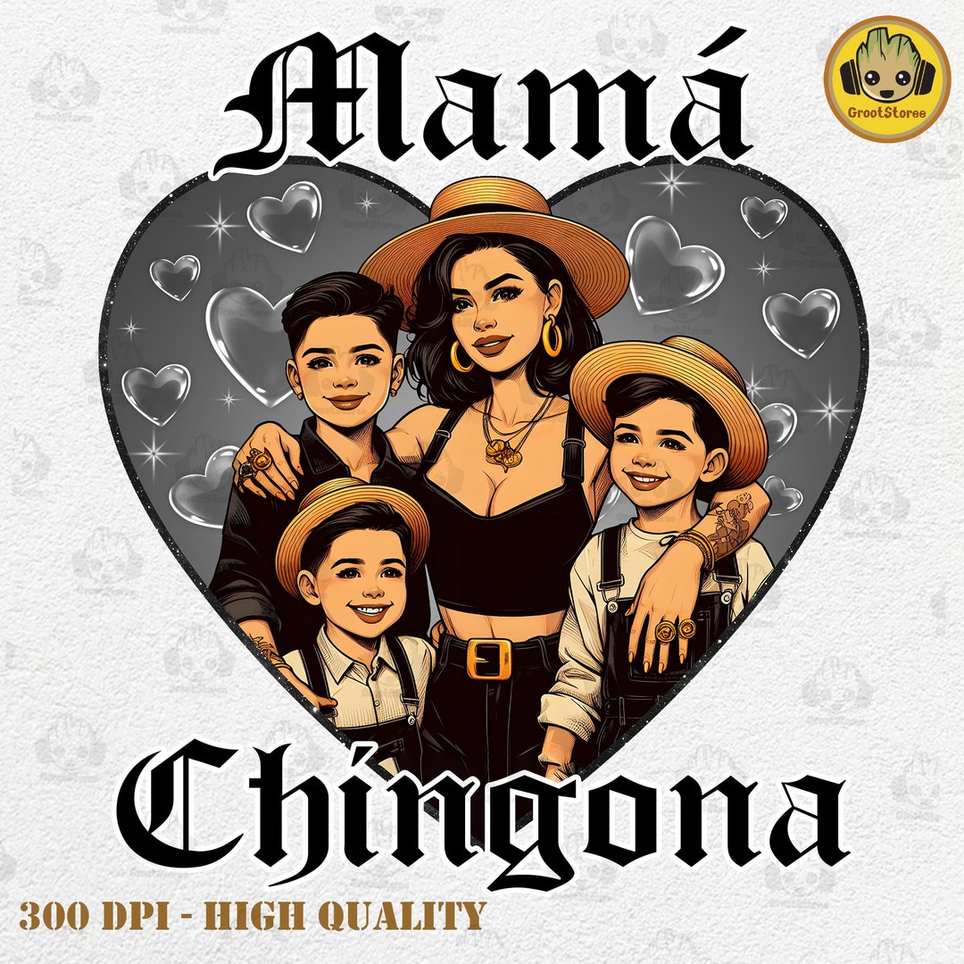 Mama Chingona Chicano Mom 3 Kids Png, Chibi Style Latina Mother's Day ...