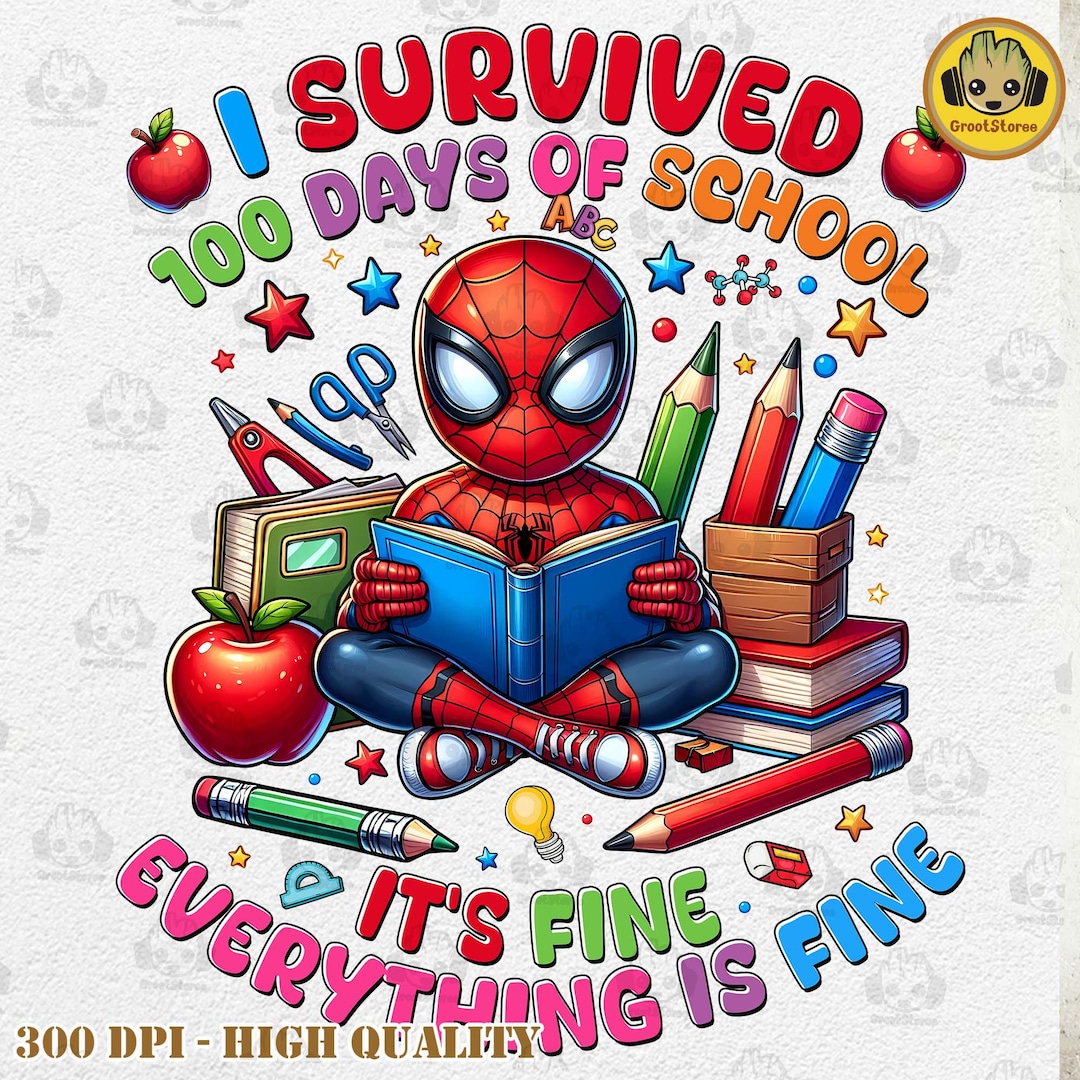 I Survived 100 Days of School Png, Cartoon School Png, 100 Days of ...