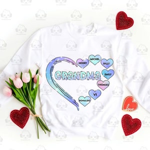CUSTOM Kids Names With Hearts PNG, Heart With Grandchildren's Names ...