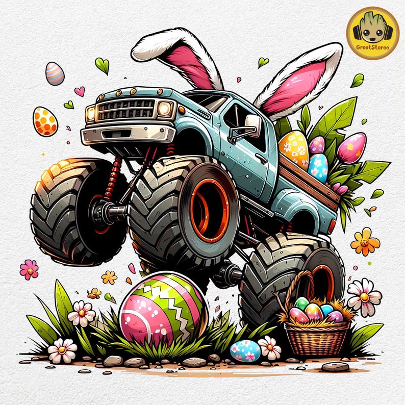 Easter Monster Truck Png, Monster Truck Easter Day Sublimation Png ...