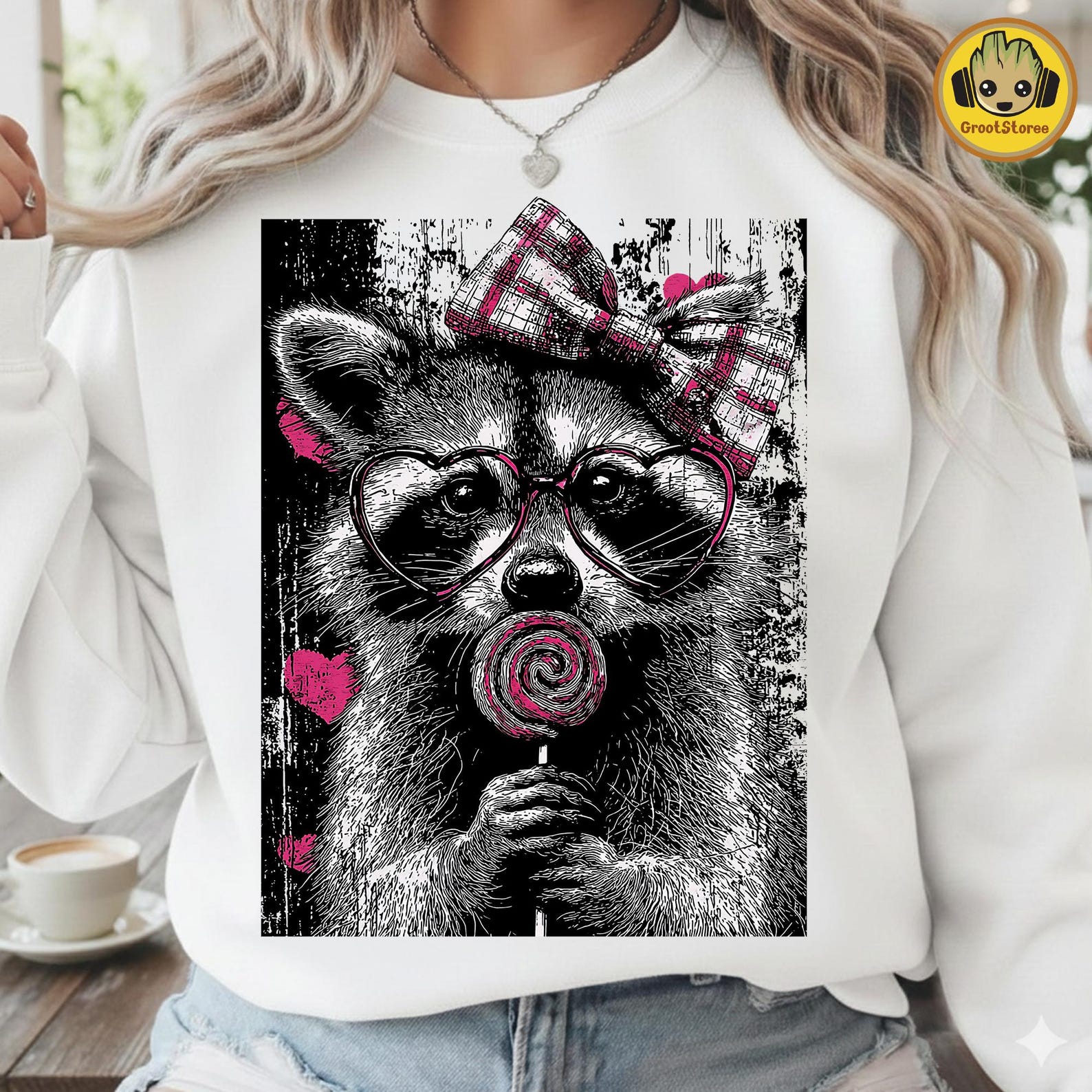 Vintage Animal Shirt Design PNG, Retro Valentine Raccoon Shirt Png ...