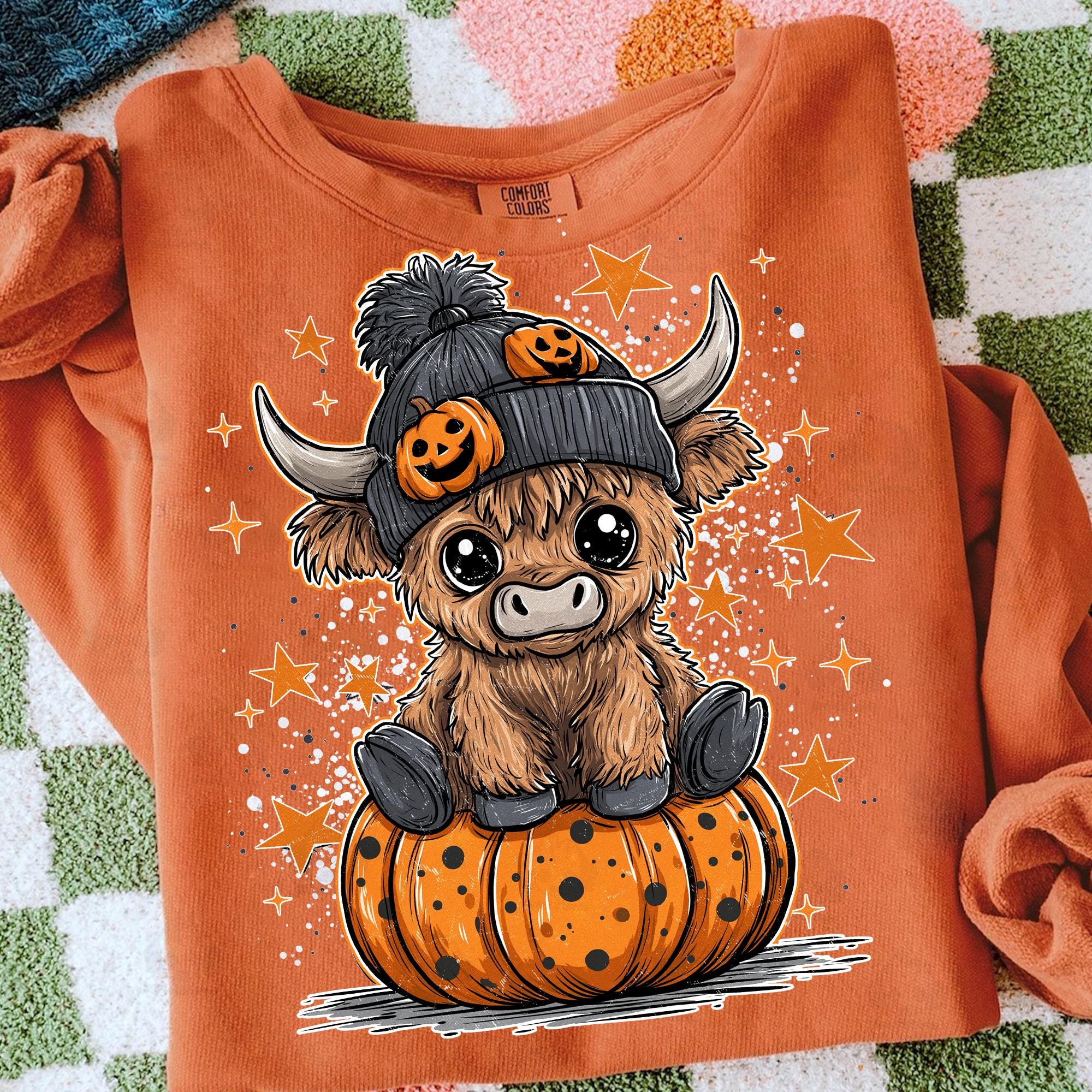 Retro Halloween Highland Cow Png, Moo I Mean Boo Png, Funny Fall ...