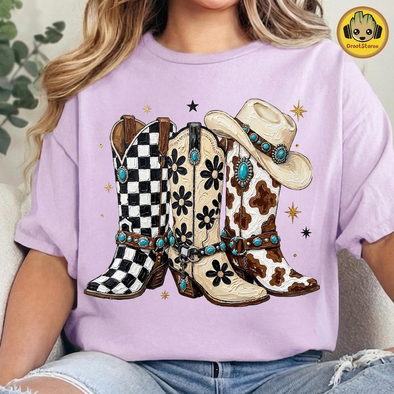 Cowboy Boots PNG, Western Cowgirl Design, Leopard Print Brushstroke PNG ...