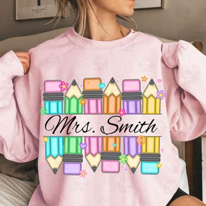 Custom Teacher Name Png, Teacher Love Inspire Png, Preppy Back to ...