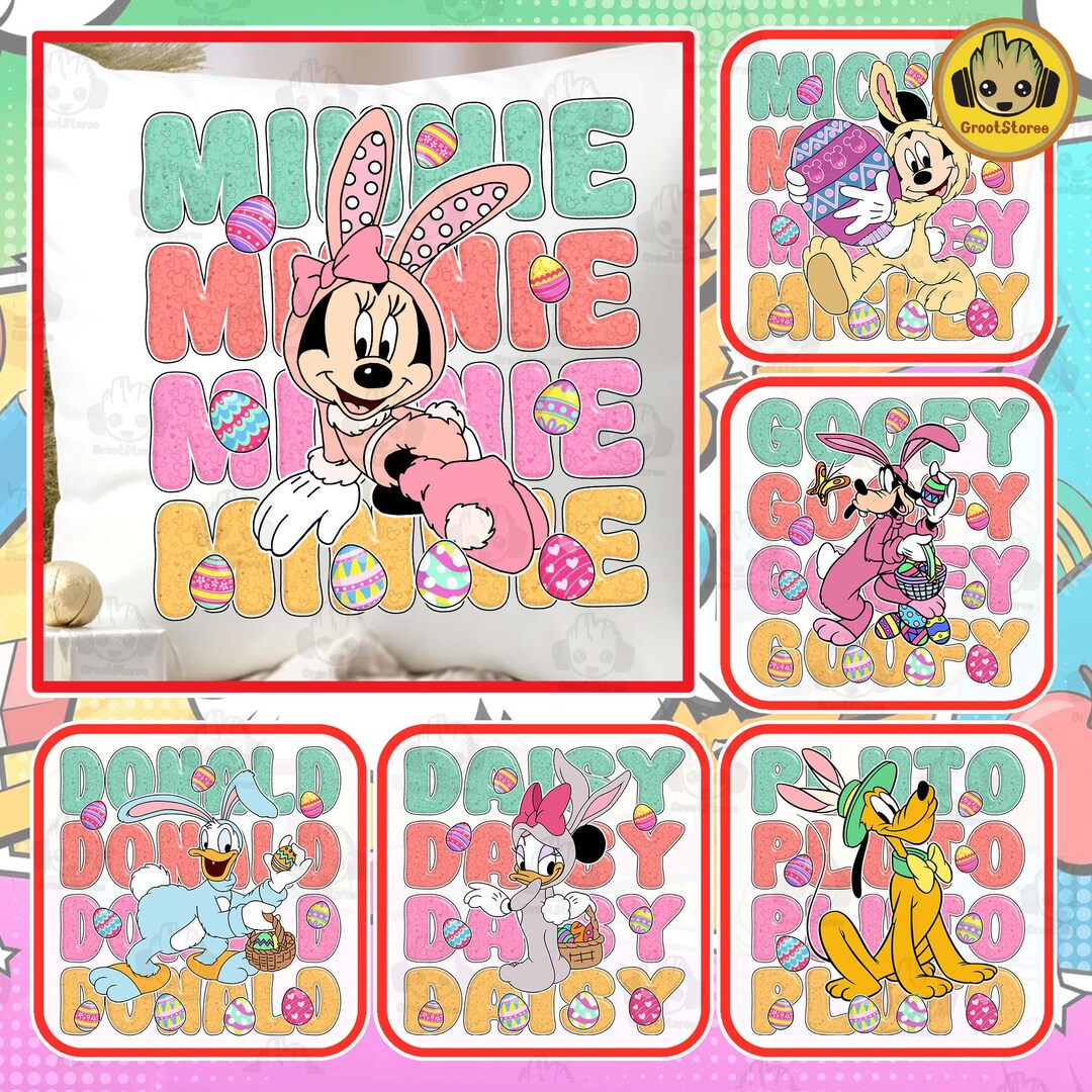 Retro Mouse and Friends Easter Png Bundle, Easter Mouse Cartoon Png ...