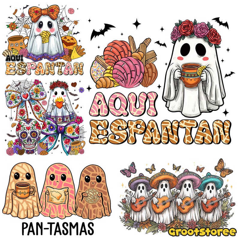 10+ Halloween Mexican Conchas Ghost Png Bundle, Espooky Vibes PNG ...