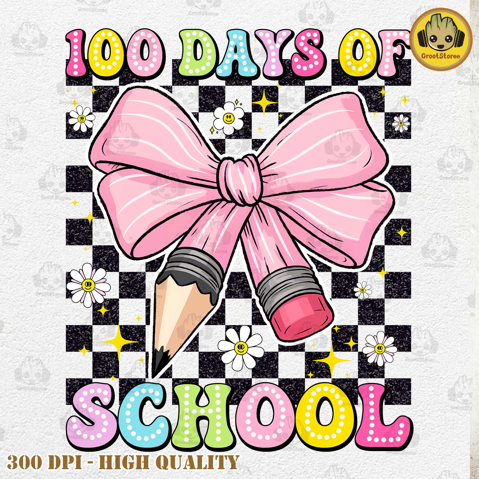 100 Days of School Png, Coquette Teacher Pencil Bow Png, School Teacher ...