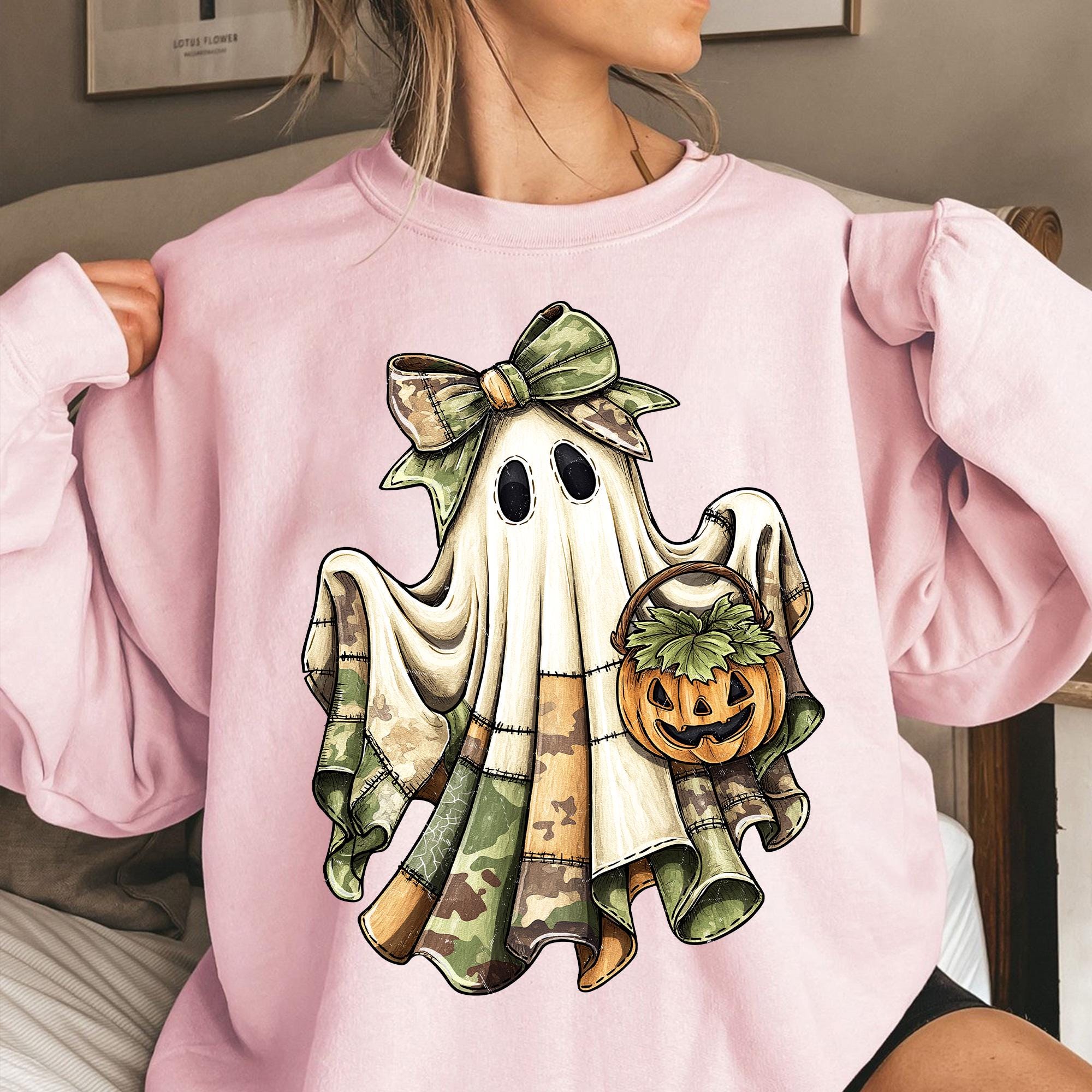 Retro Halloween Green Camo Ghost Png, Trendy Patchwork Spooky Ghost Png ...