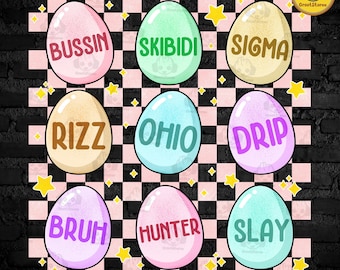 Skibidi Easter Rizzles Png, Gen Alpha Slang Easter Png, Easter Eggs Png ...