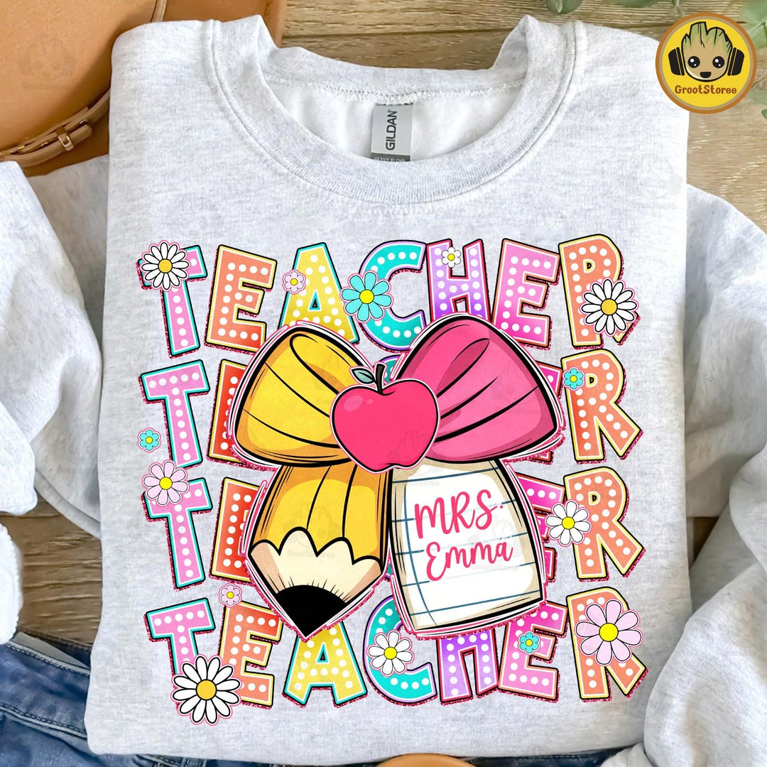 Custom Coquette Teacher Png, Retro Teacher Appreciation Png, Back to ...