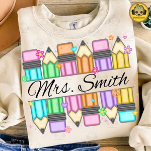 Custom Teacher Name Png, Teacher Love Inspire Png, Preppy Back to ...