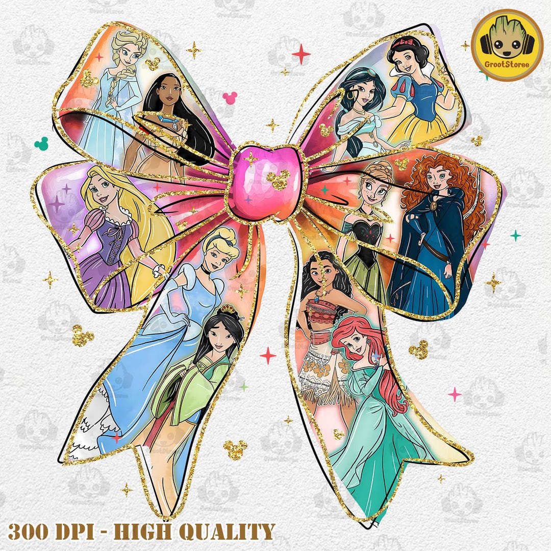 Watercolor Princess Coquette Bow Png, Princess Mirror Girls Png ...