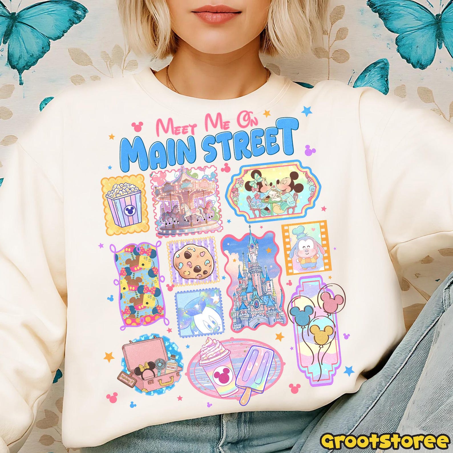 Meet Me on Main Street PNG, Magical Cartoon Stamps PNG, Cartoon Magic ...