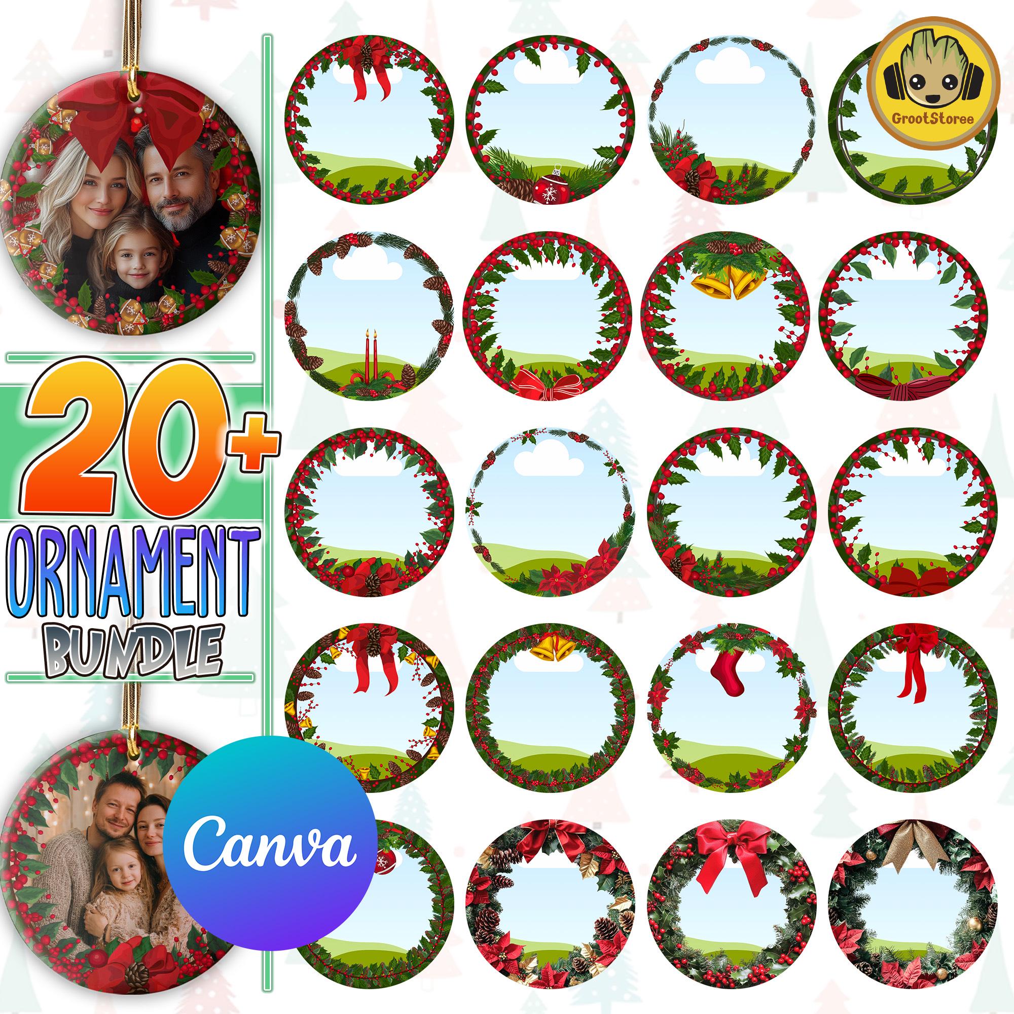20+ Christmas Photo Ornament Canva Template Bundle, Custom Photo ...