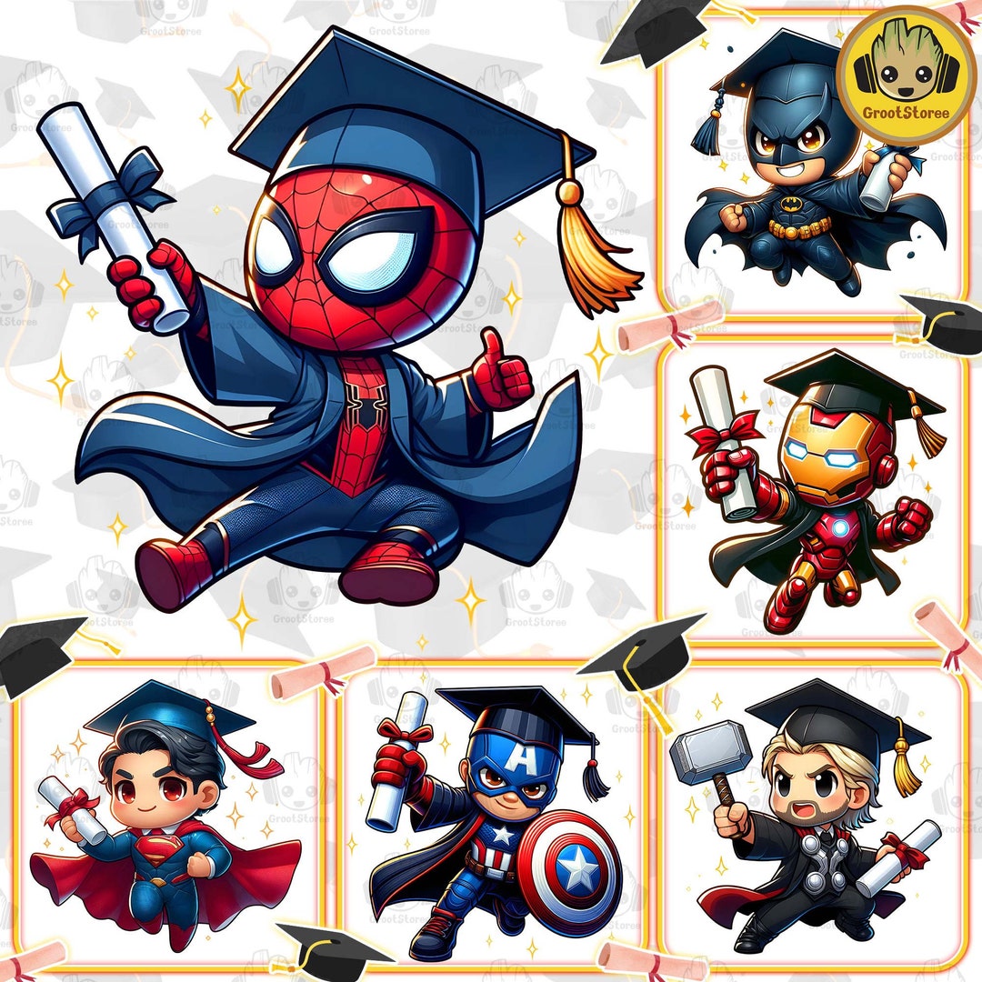 Superhero Cartoon Graduation 2024 Png Cartoon Graduate Png, DN School ...