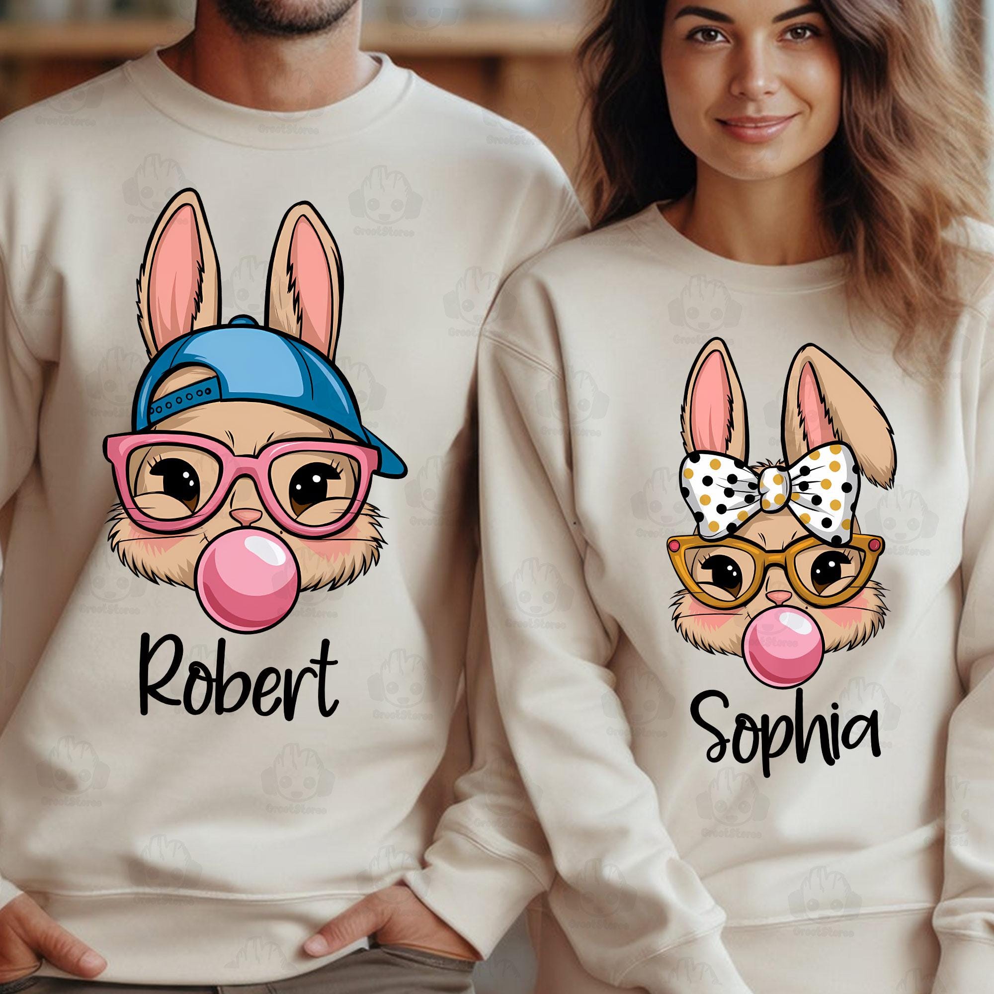 Personalized Kid Name Easter Bunny Png, Boy Girl Easter Png, Custom ...