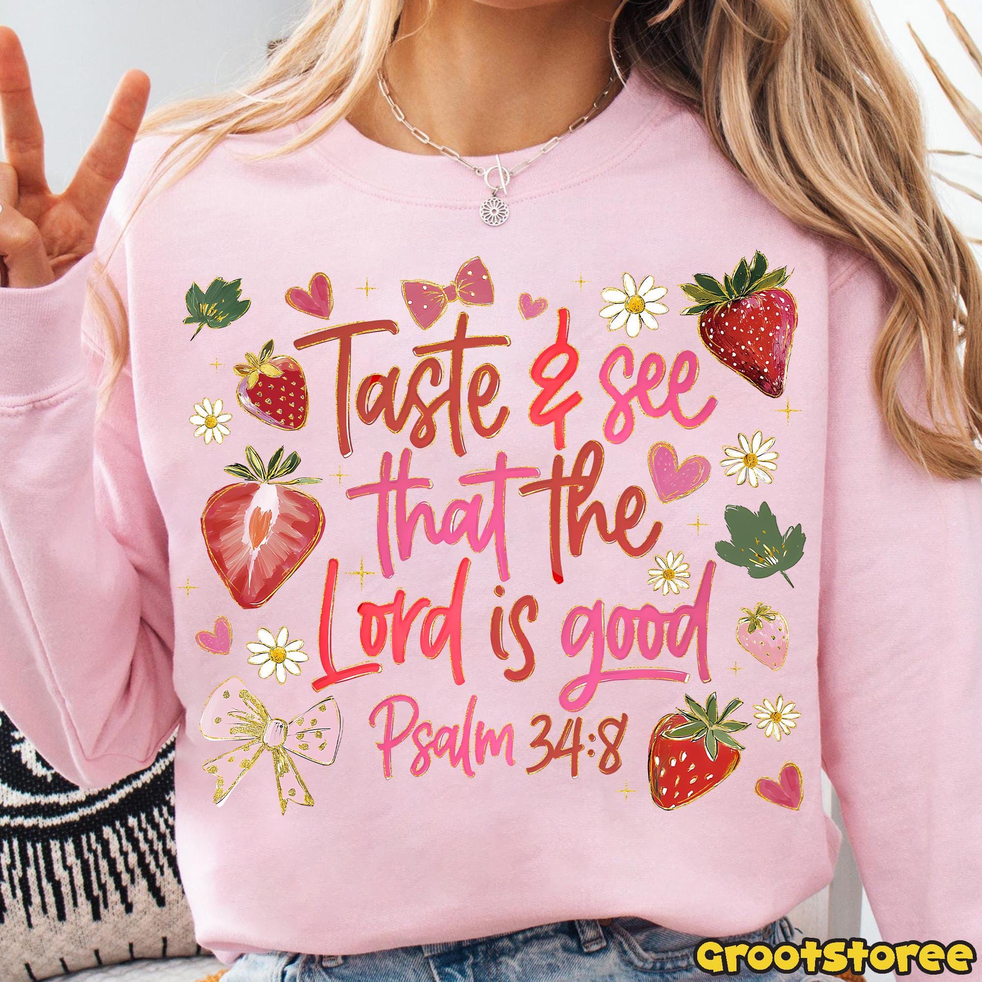 Taste and See the Lord is Good Strawberry PNG, Bible Verse Strawberry ...