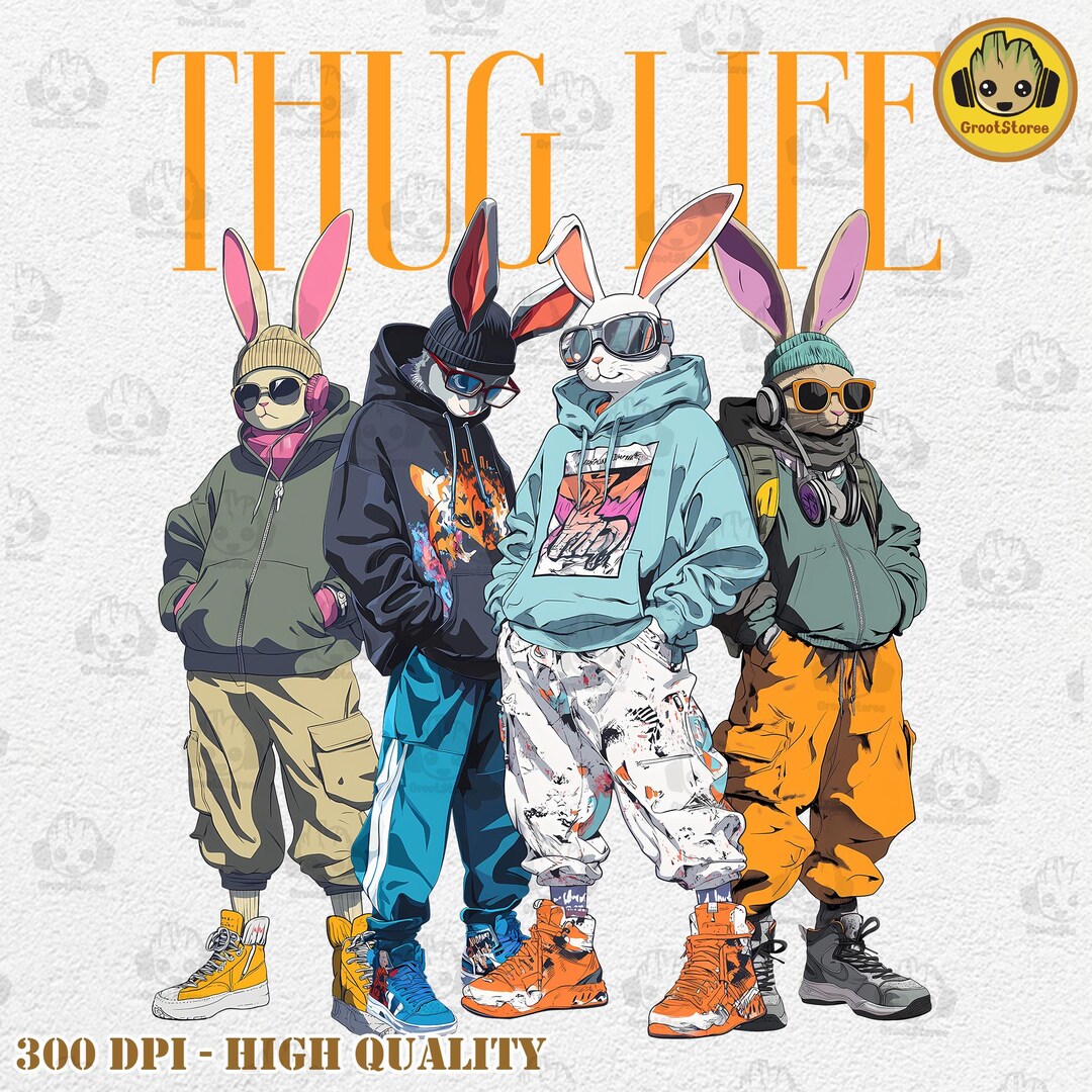 Easter Thug Life Png, Happy Easter Bruh PNG, Retro Bunny Thug Life Png ...