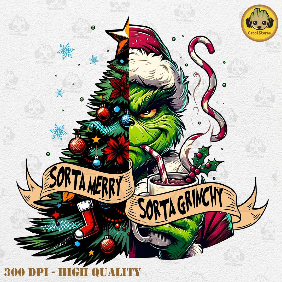 Sorta Merry Sorta Greenchy Png, Christmas Mean Guy Png, Christmas 90s ...
