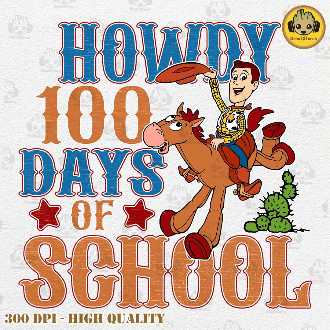 Howdy 100 Days of School Cartoon Png, Happy 100 Days of School Png ...