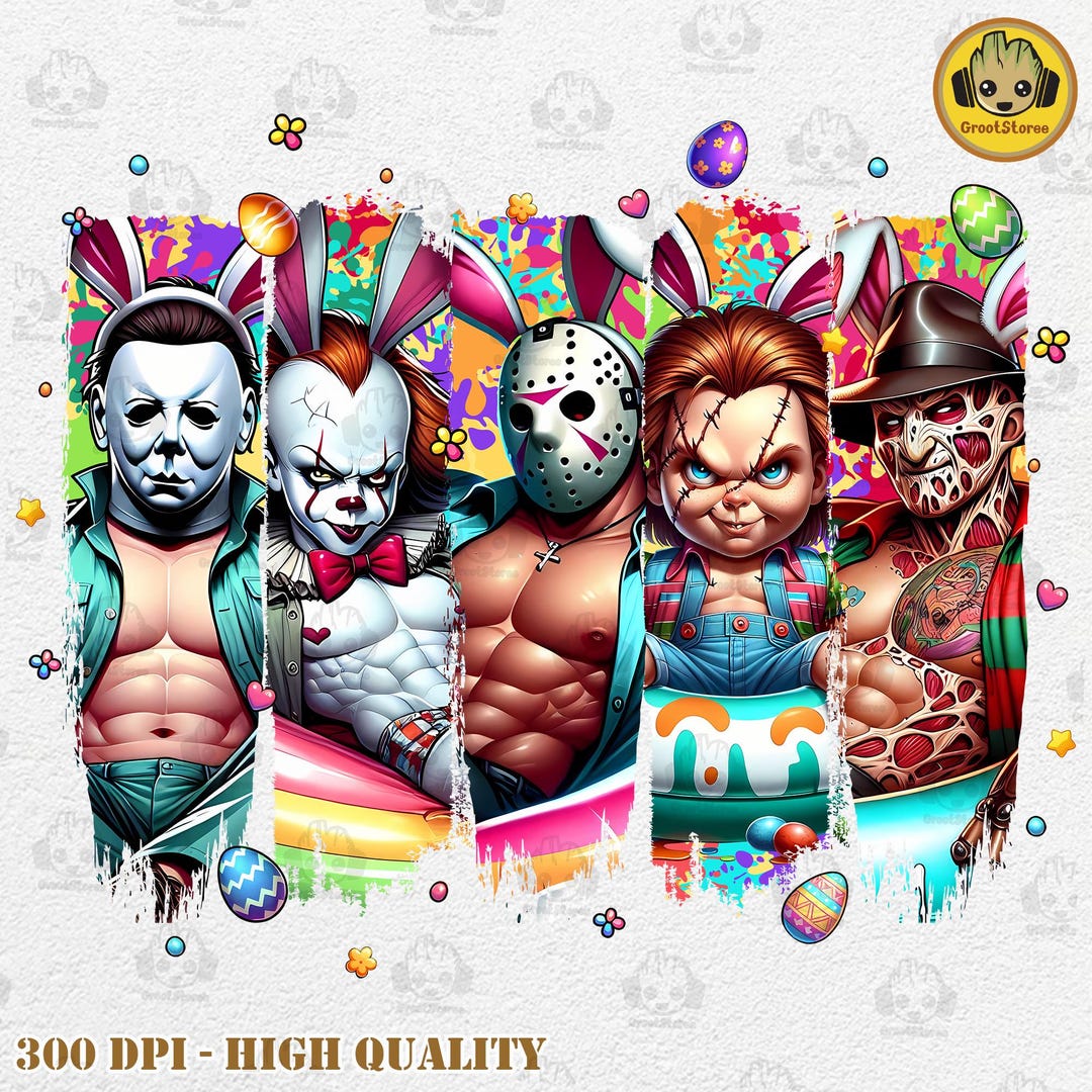 Prepare to Dye Killer Easter Chibi Png, Horror Movie Png, Retro Easter ...