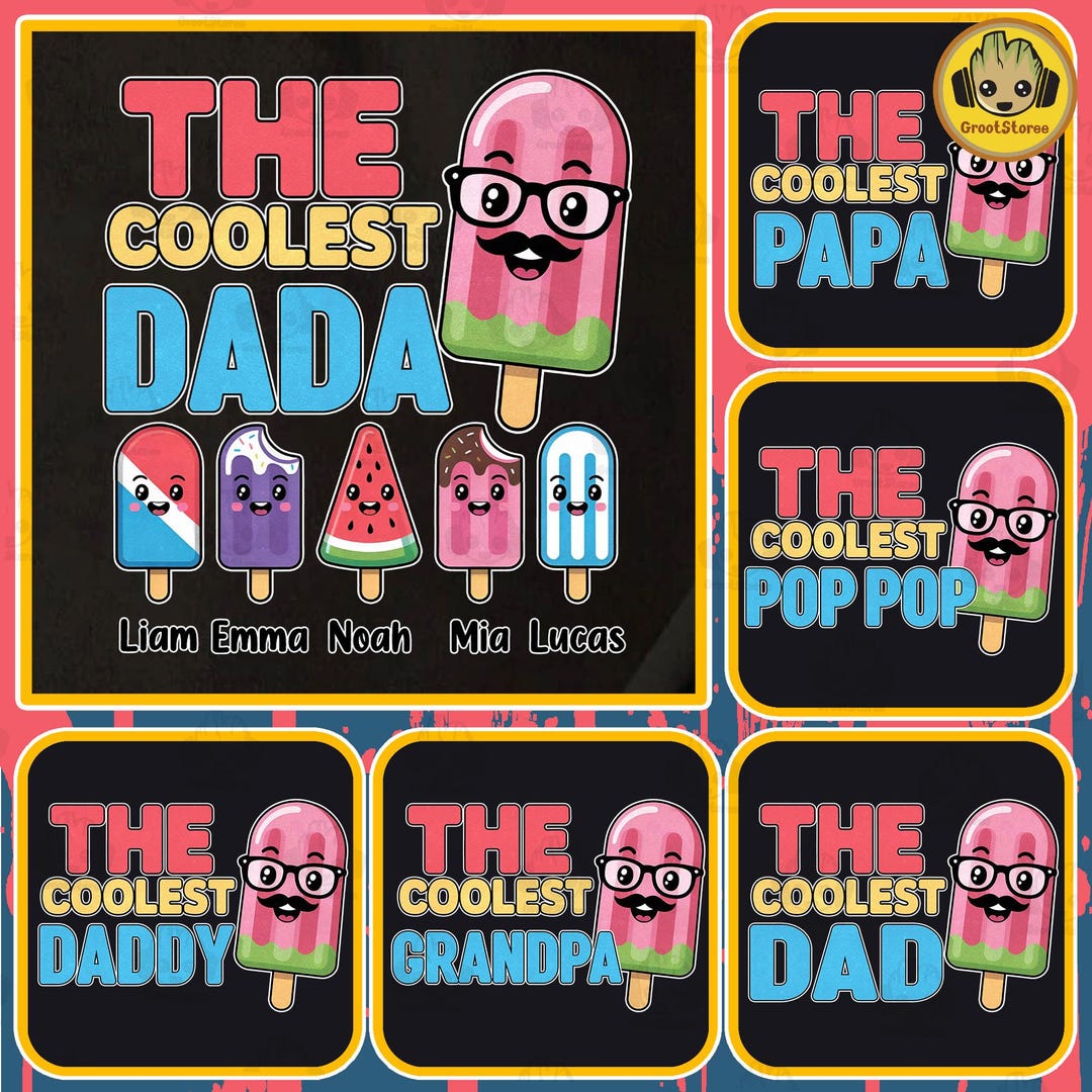Personalized the Coolest Pop Papa Dad Png Bundle, Custom Popsicle With ...
