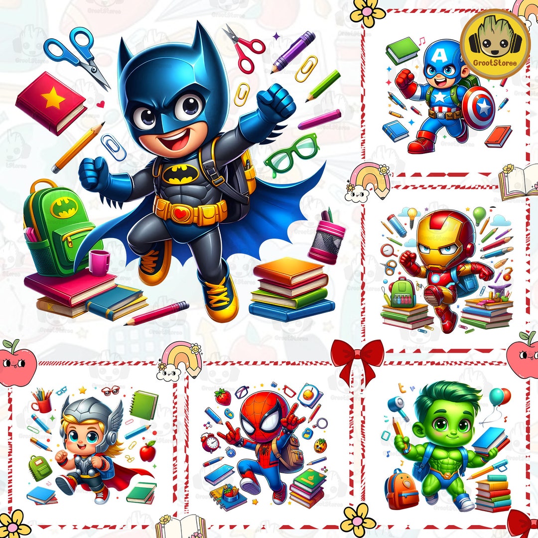 6 Funny Cartoon Png Bundle, Cartoon Back to School Png Bundle,cartoon ...