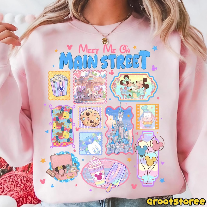 Meet Me on Main Street PNG, Magical Cartoon Stamps PNG, Cartoon Magic ...