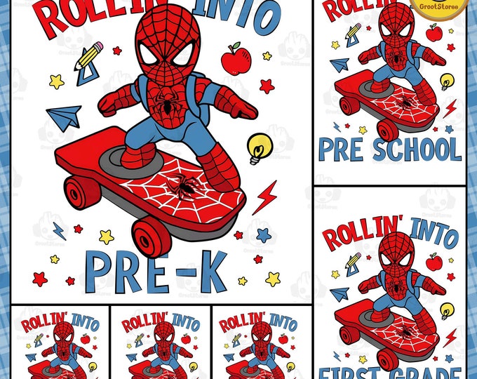 Pack 6 Back to School Png, Rollin' Into School Cartoon Png, Retro ...