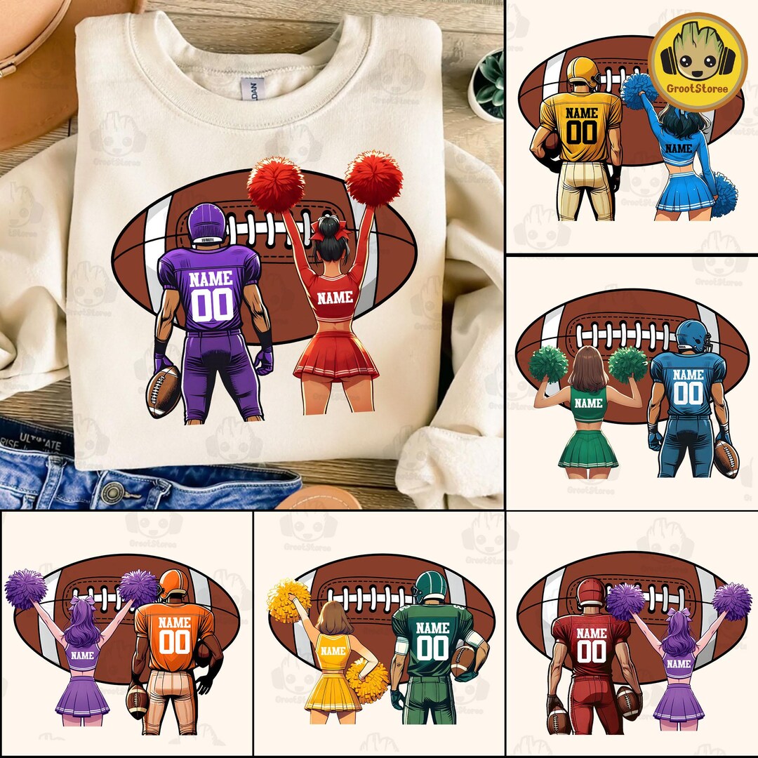 Custom Football Player Cheerleader Png Bundle, Custom Football Season ...