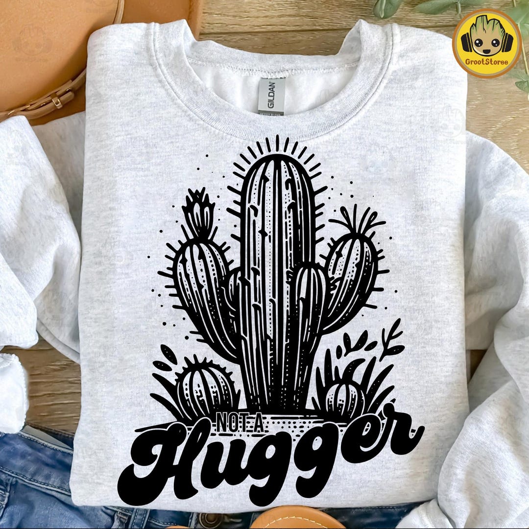 Not A Hugger Svg Png, Funny Non Social Cactus Svg Png, Retro Cactus Svg ...