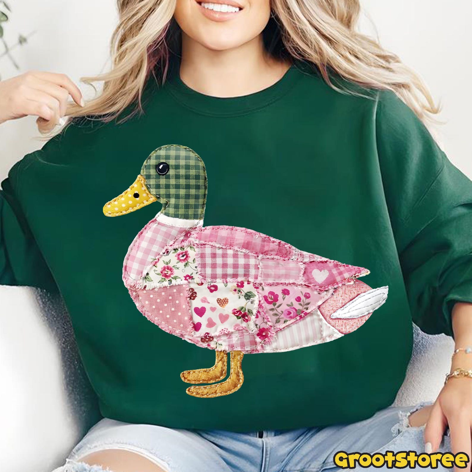Quilted Mallard Duck PNG, Patchwork Grandma Core Duck PNG, 90s Quilt ...
