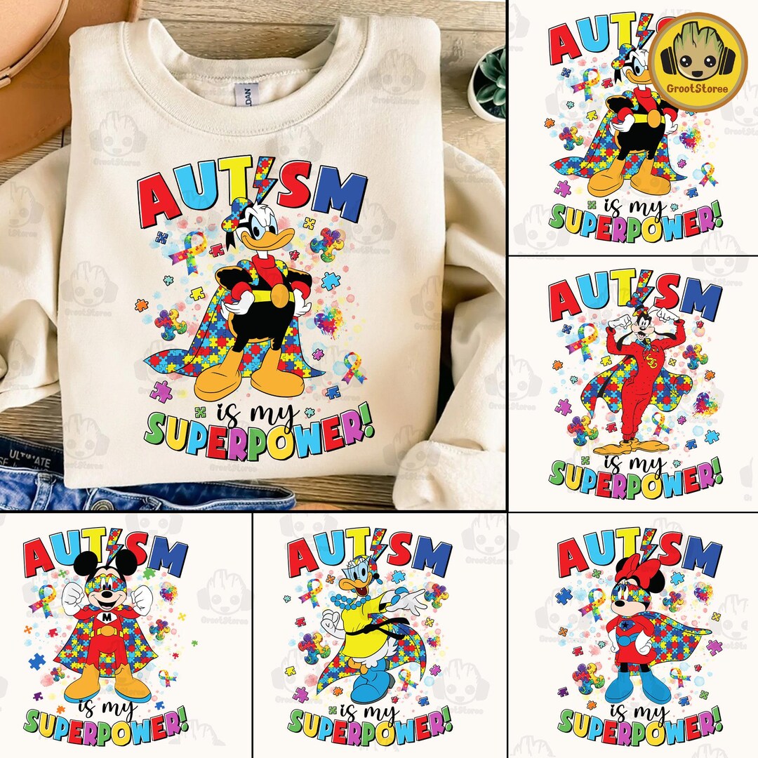 Bundle Autism is My Superpower Png, Autism Superhero Cartoon Png Bundle ...