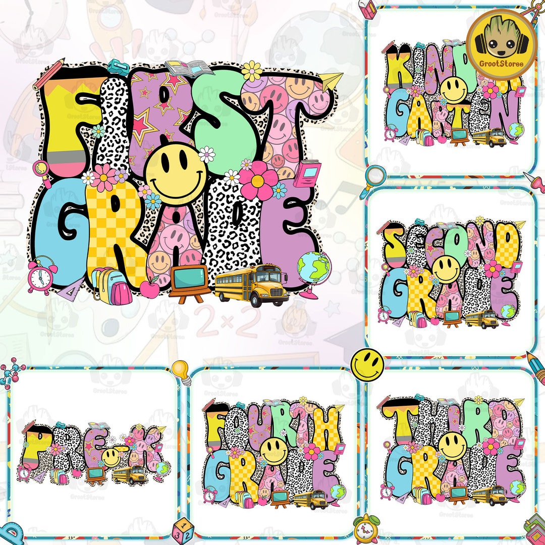 Retro First Day of School Png Bundle, Back to School Bundle ...