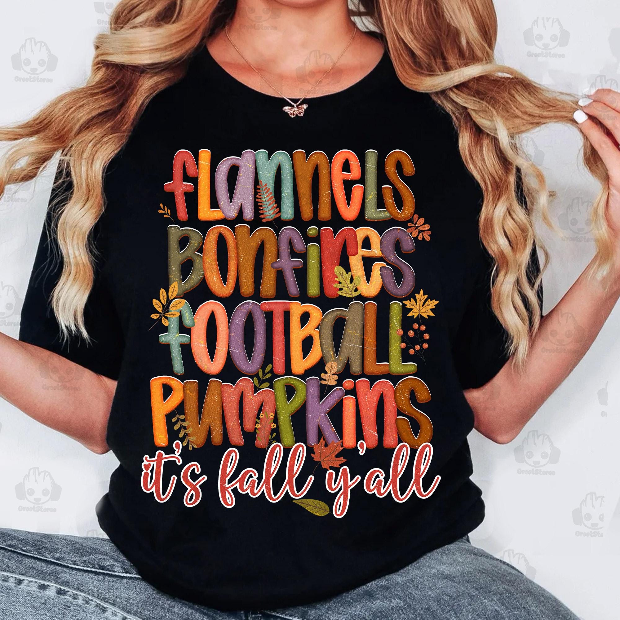 Retro It's Fall Y'all Png, Flannels Bonfires Football Pumpkins, Fall ...