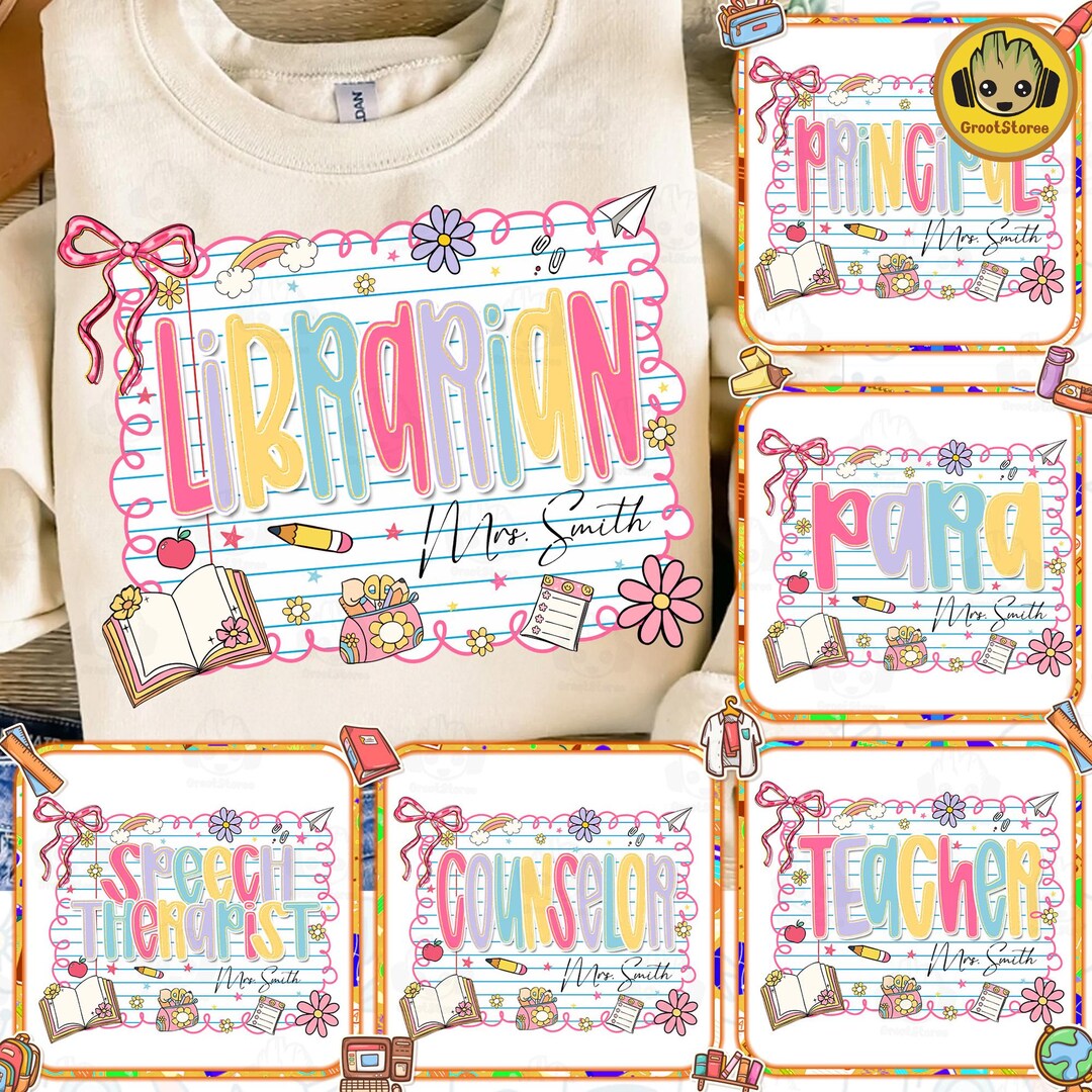 Preppy Teacher/para/counselor/librarian Back to School Bundle PNG ...