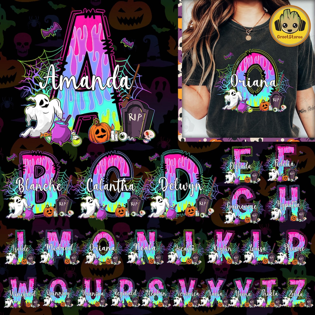 Halloween Doodle Alphabet Letters With Clip Art PNG Bundle, Halloween ...