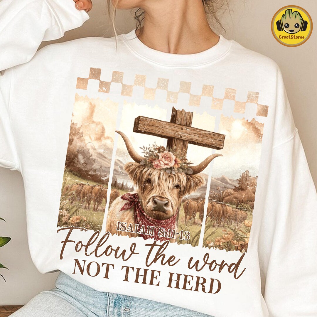 Follow the Word Not the Herd PNG, Christian Sublimation Design, Vintage ...