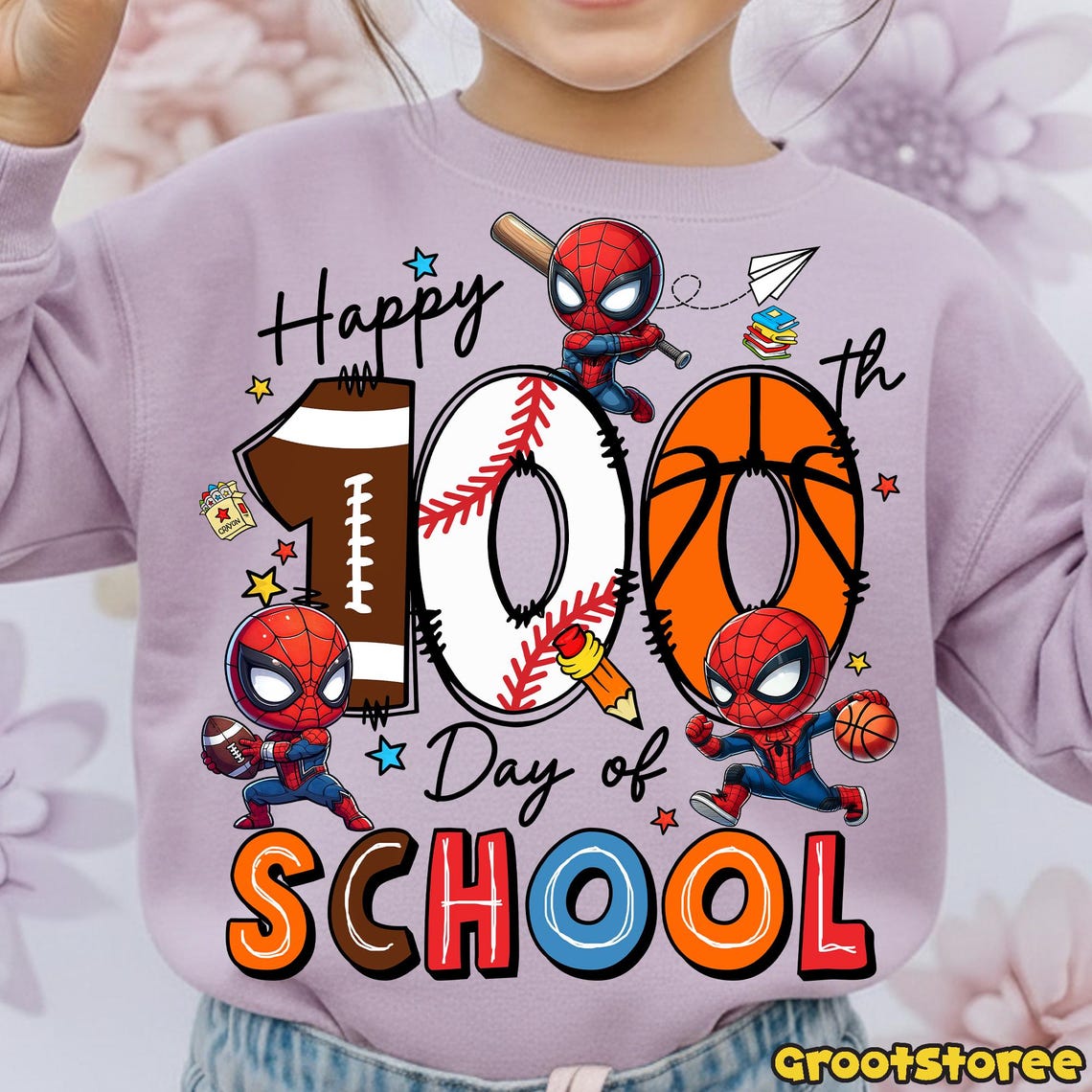 Cartoon 100th Day of School PNG, Sport Movie Style School Design, 100 ...