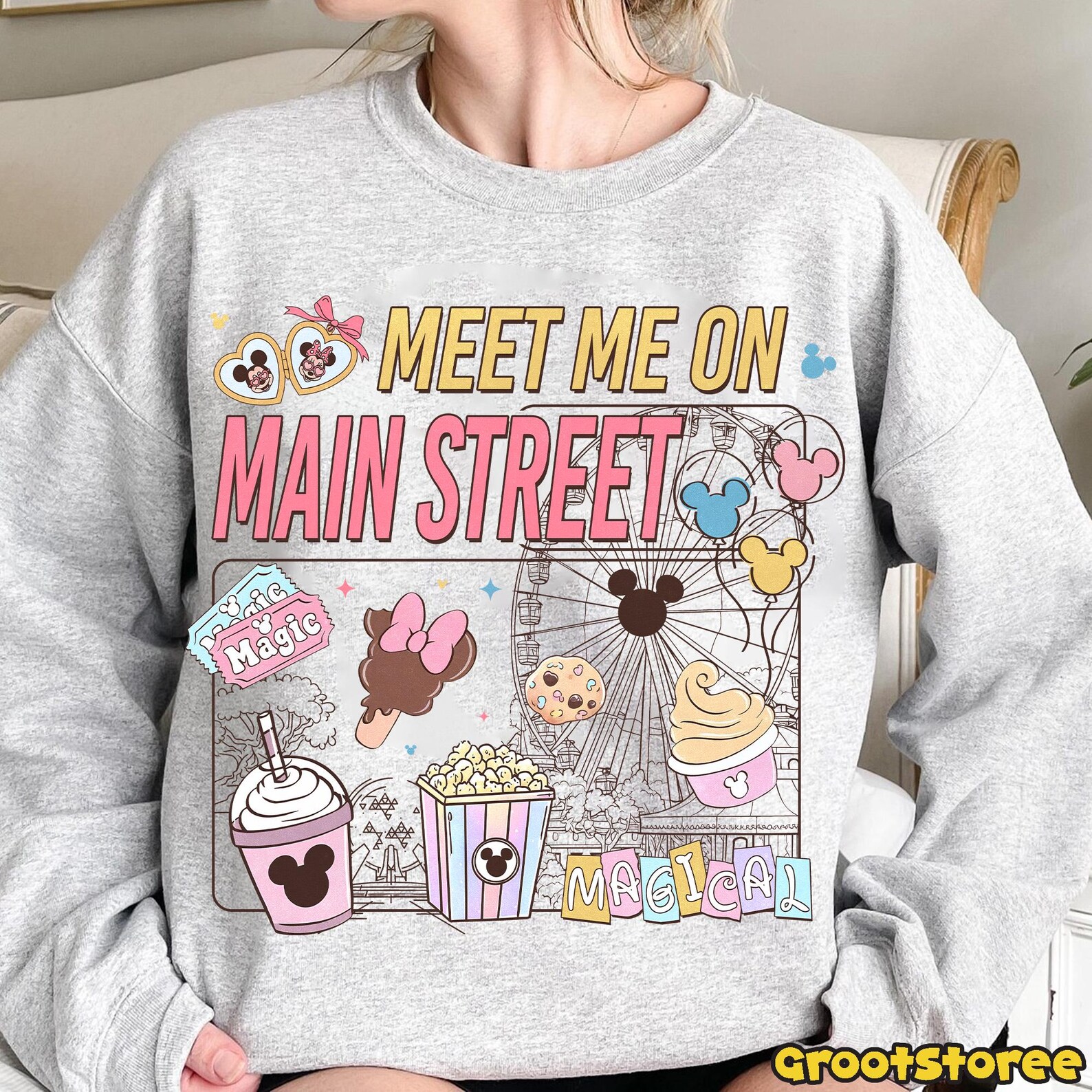 Meet Me on Main Street PNG, Magical Cartoon Stamps PNG, Girl Trip Shirt ...
