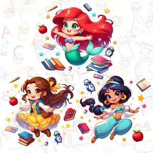 6+ Cartoon Princess Back to School Png Bundle, Funny Cartoon Png ...