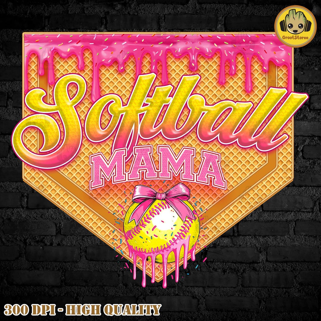 Softball Mama Drip Png, Softball Ice Cream Drip Png, Mama Softball Png ...