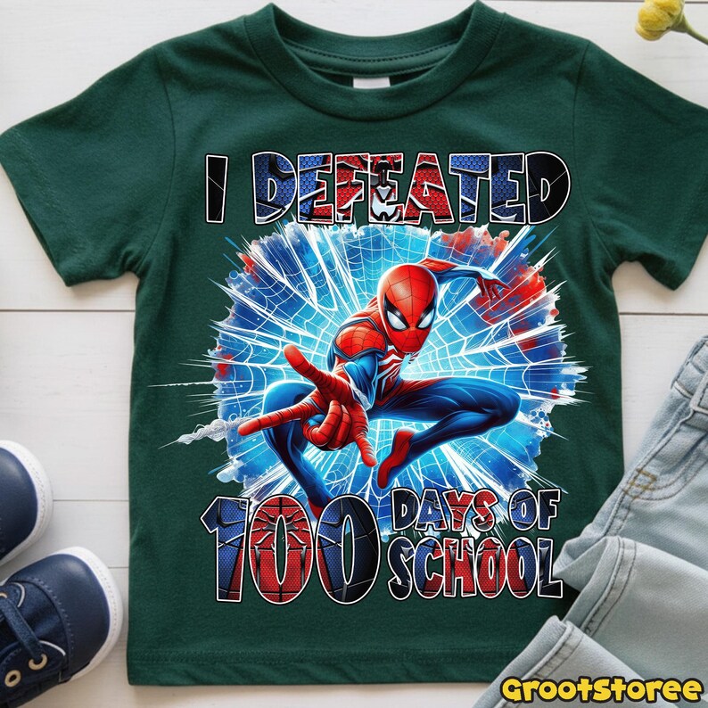 I Defeated 100 Days of School Png, Spider Cartoon Character Png, 100 ...