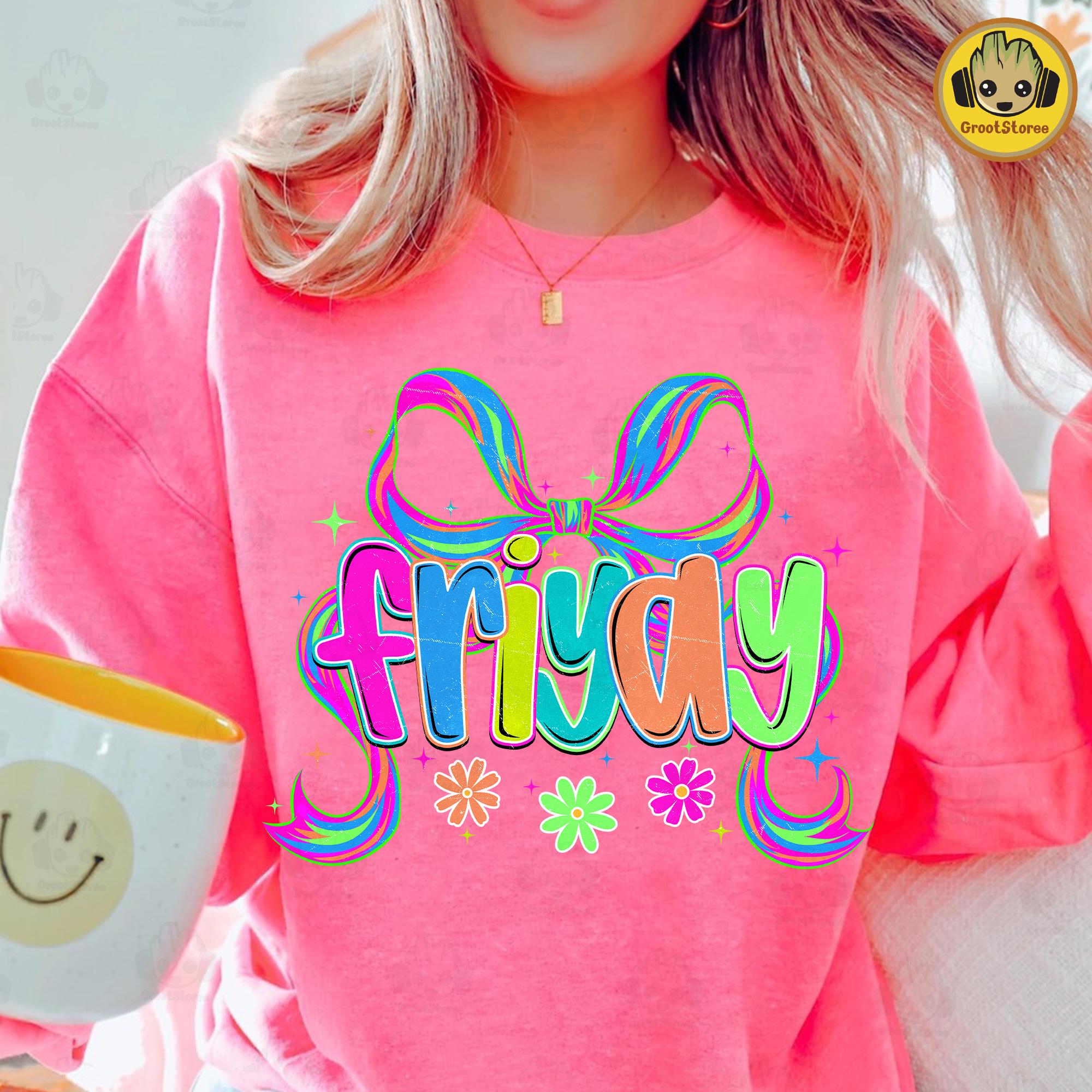 Happy Friyay Png, Retro Neon Friyay Png, Neon Teacher Friday Png ...