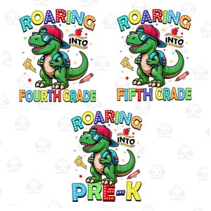 Roaring Into Kindergarten Png, Prek Dinosaur Png, Roaring Into Pre-k ...