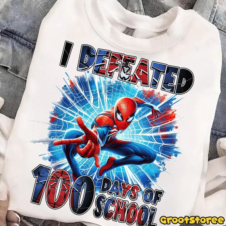 I Defeated 100 Days of School Png, Spider Cartoon Character Png, 100 ...