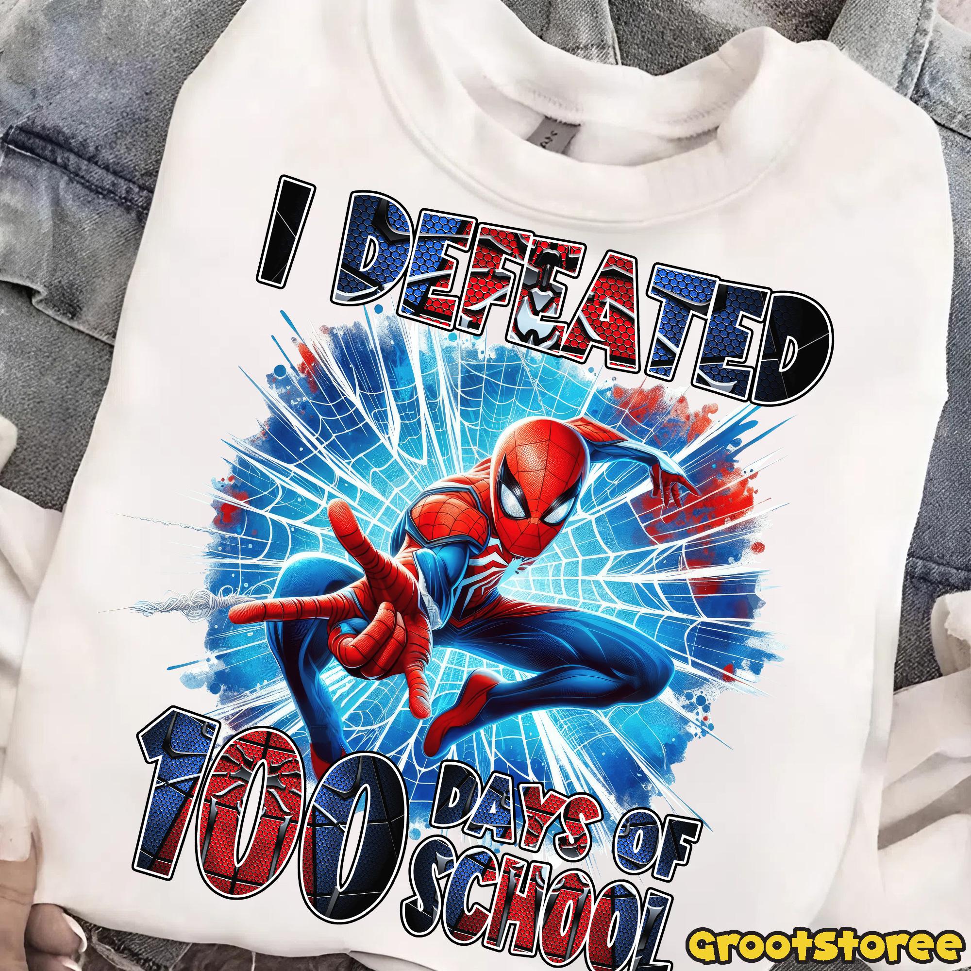 I Defeated 100 Days of School Png, Spider Cartoon Character Png, 100 ...