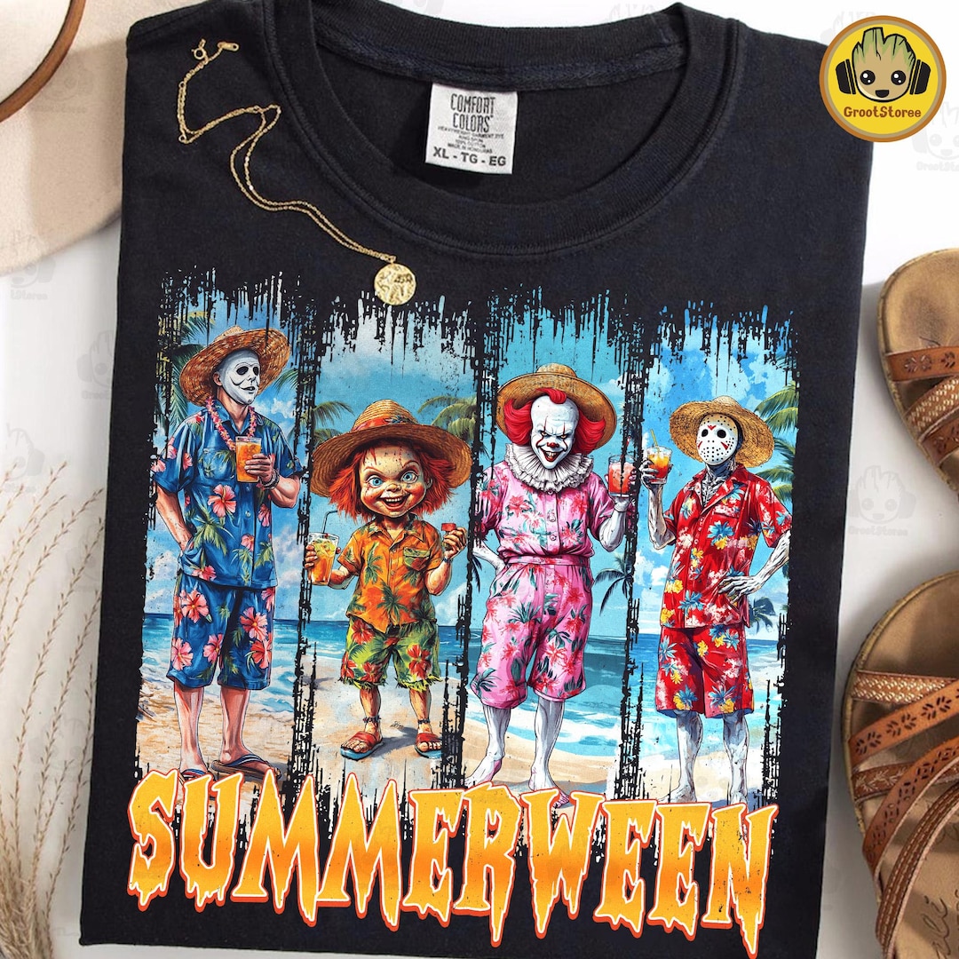 Retro Summerween Png, Horror Characters Png, Funny Horror Summer Png ...