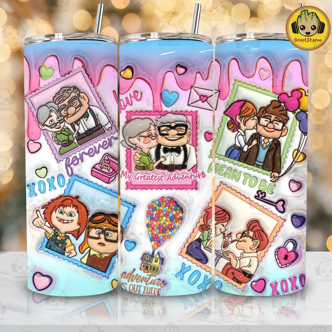 3D Cartoon Valentine Couple Name Tumbler Design PNG, 3D Inflated ...