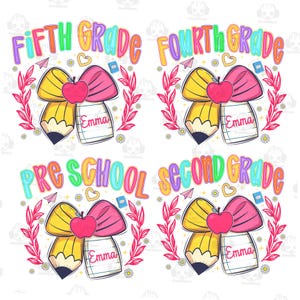 Custom Pencil Coquette Bow Png Bundle, Trendy Teacher Png, Back to ...
